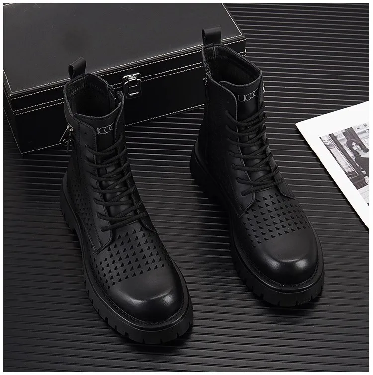 High Top Short Boots - Fashionable Men's Boots with Thick Sole