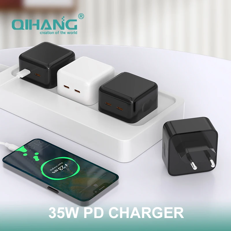 European Standard Certified PD35W Dual Port C+C GAN Charging Head Fast ...