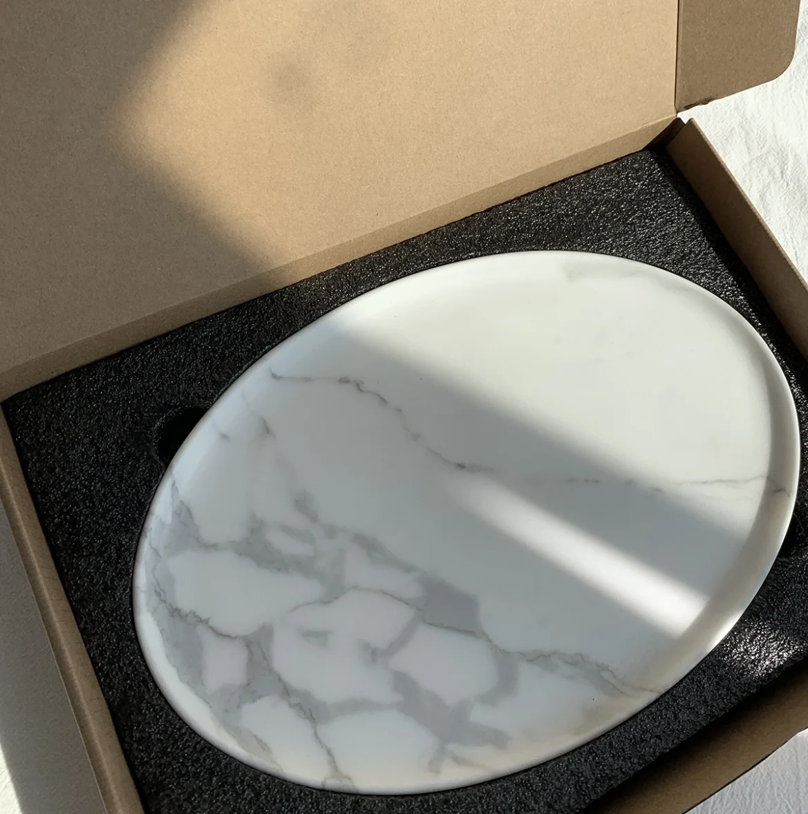 Minimalist Rectangular Viola Calacatta Marble Stone Tray Hand Carved Calacatta Viola Marble Long ...