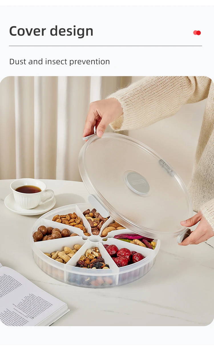 Round Plastic Food Snack Tray with Lids - Sustainable & Modern