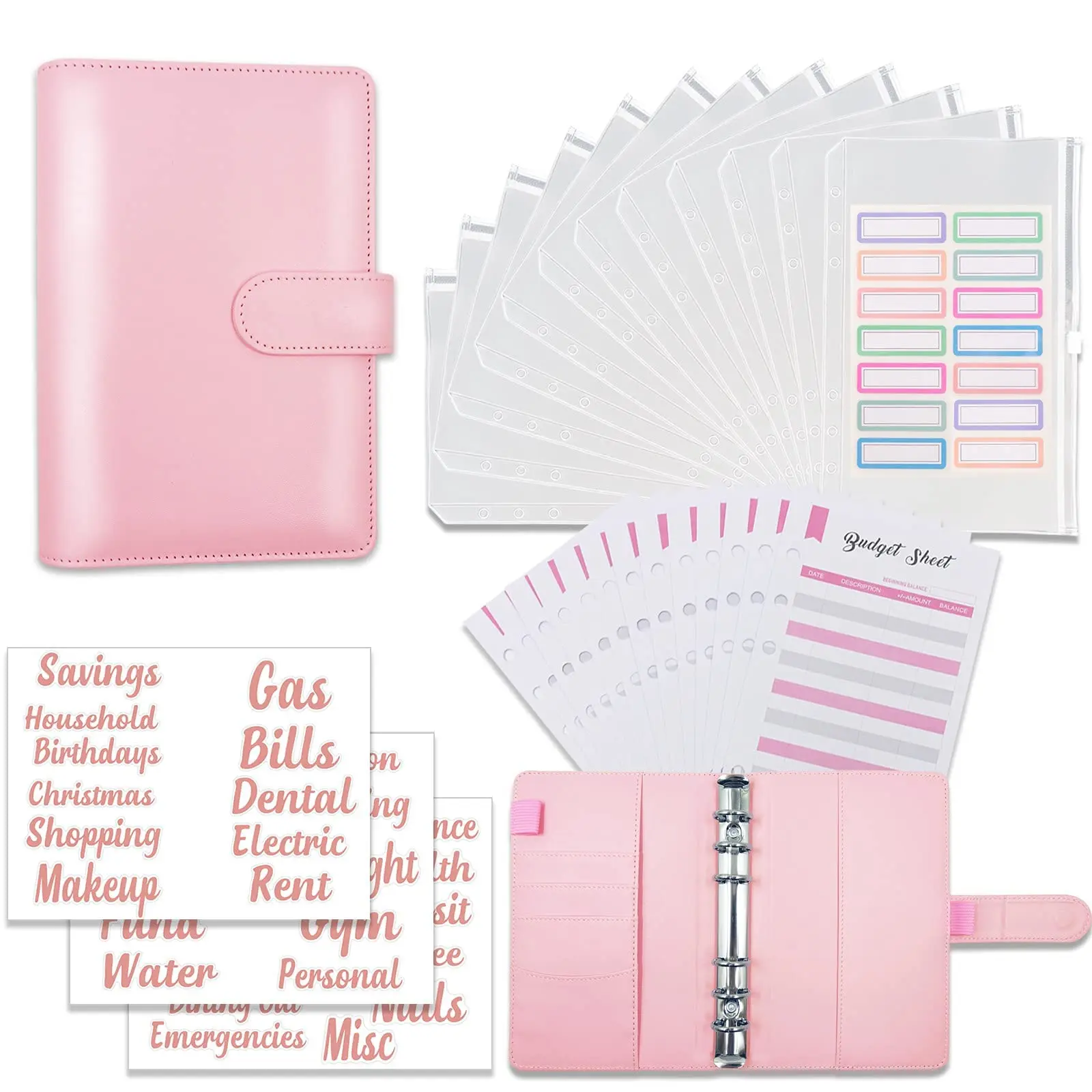 Top Sales PU Leather Pink Money Saving Challenge Book A6