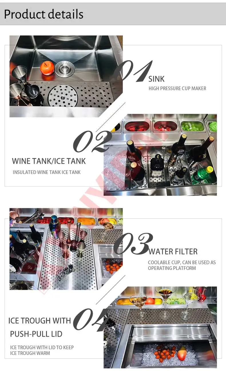 Customized Cocktail Station - Stainless Steel Bar Table