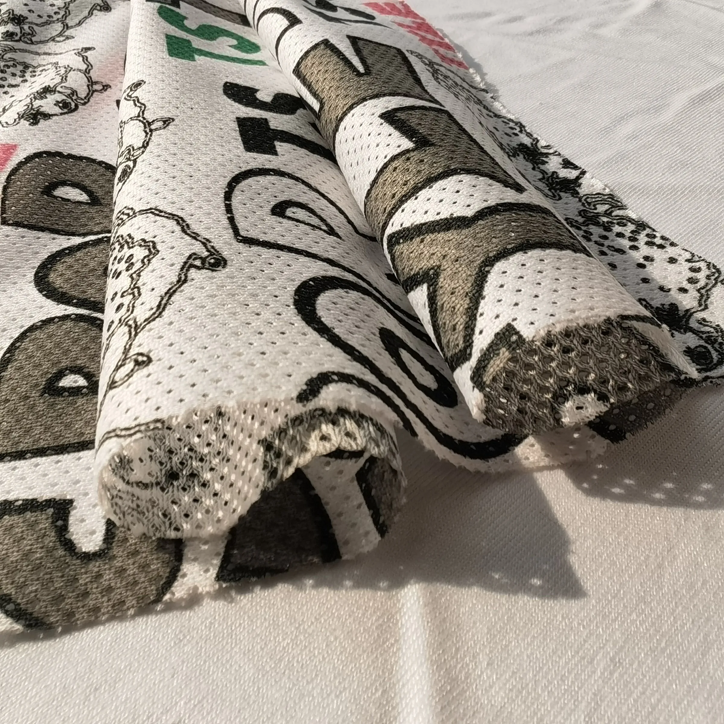 Cartoon Or Custom Digital Print Mesh Fabrics Quick Dry For Sportswear ...