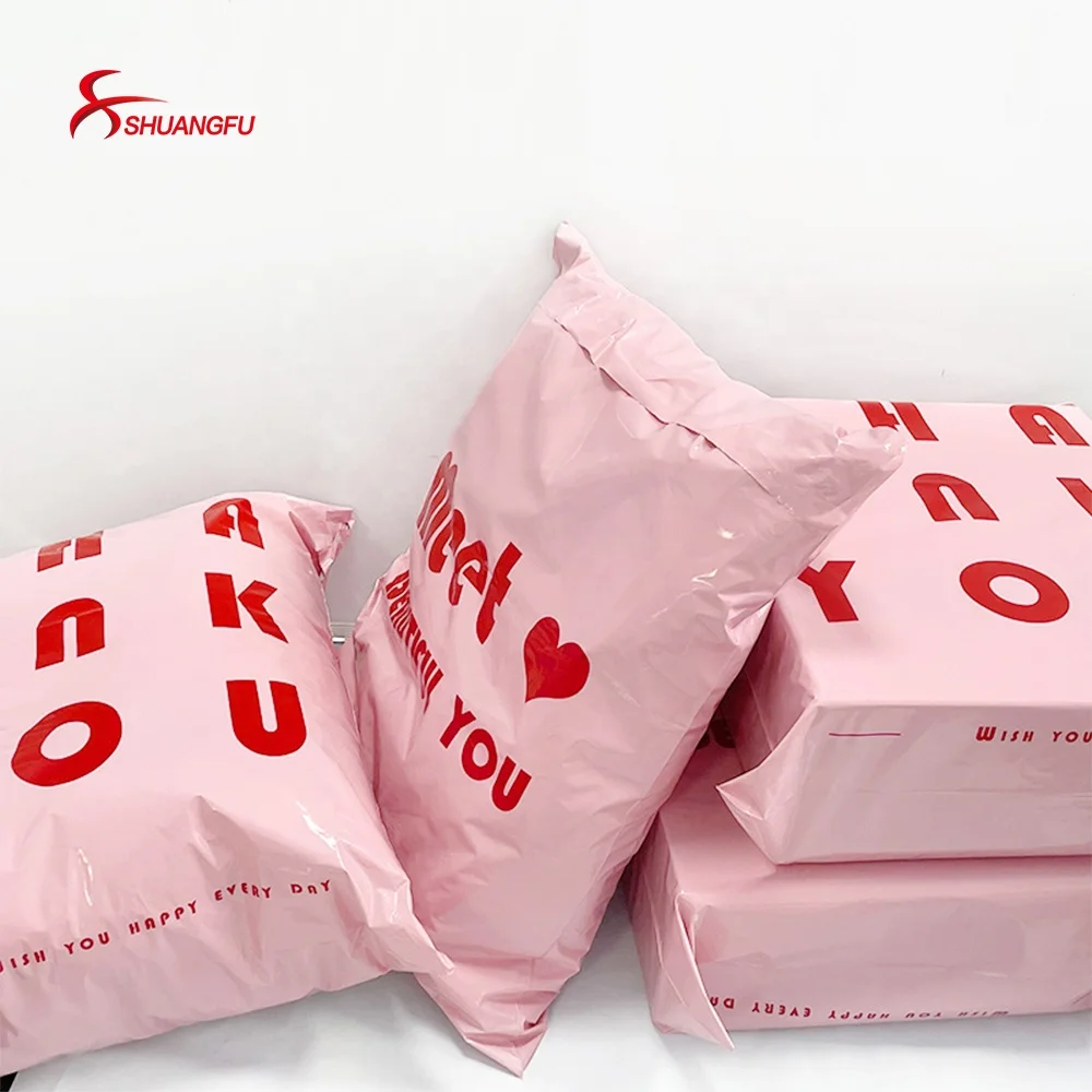 Custom Packaging Logo Printing Shipping Pink Color Postage Mailing Poly ...