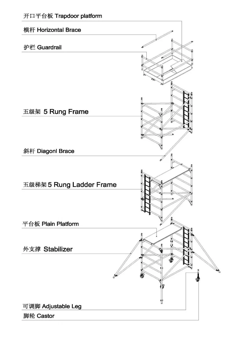 Heavy-Duty Outdoor Construction Mobile Aluminium Scaffold Tower Easy ...