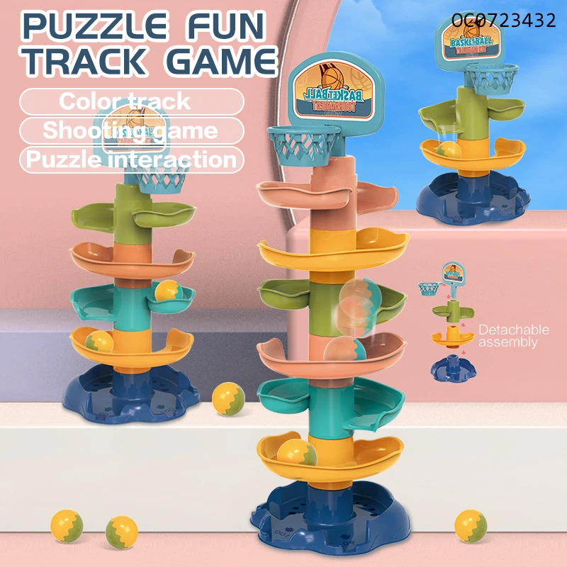 Baby Puzzle Track Spiral Tower Orbit Ball Rolling Marble Run Kids Toy ...