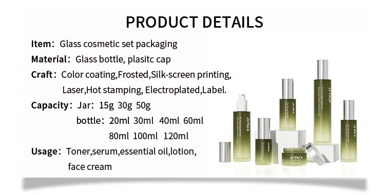 Luxury Eco-friendly Custom Capacity Skincare Packaging Set Container Glass Lotion Serum Bottle ...