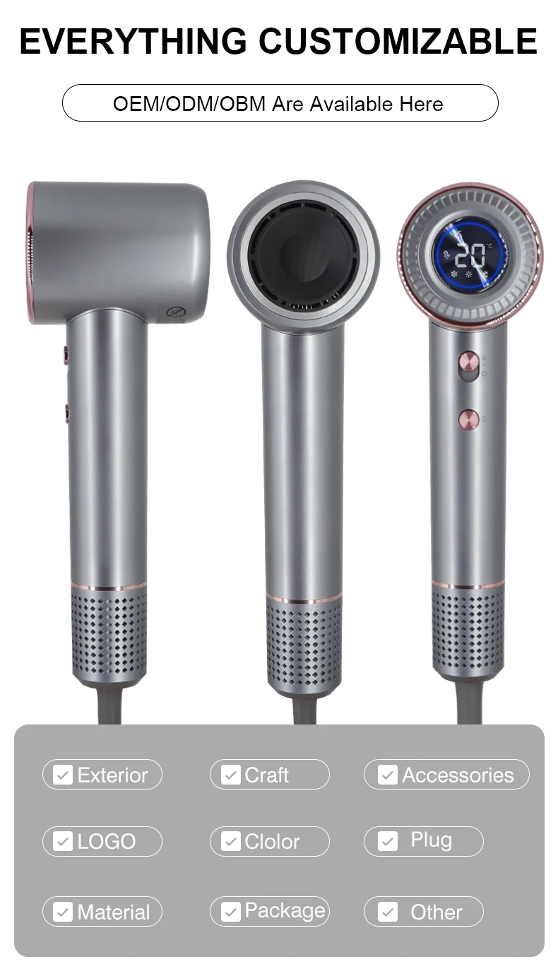 Bldc Motor High Speed Hair Dryer 1600w Professional Negative Ions Blow Dryer With Diffuser 23m/s ...