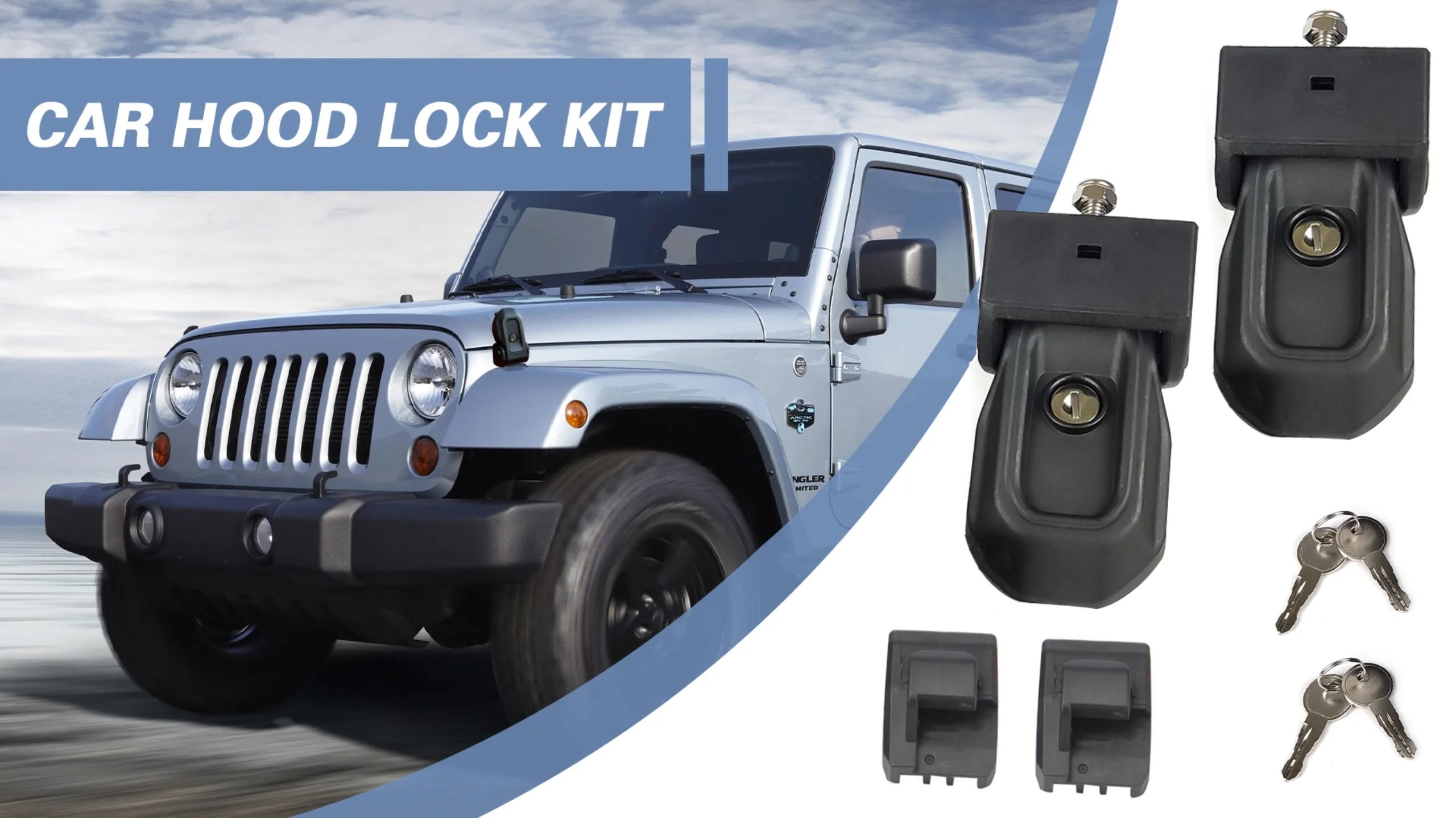 Black Stainless Steel Car Hood Latch Lock Hood Latches Hood Lock Catch ...