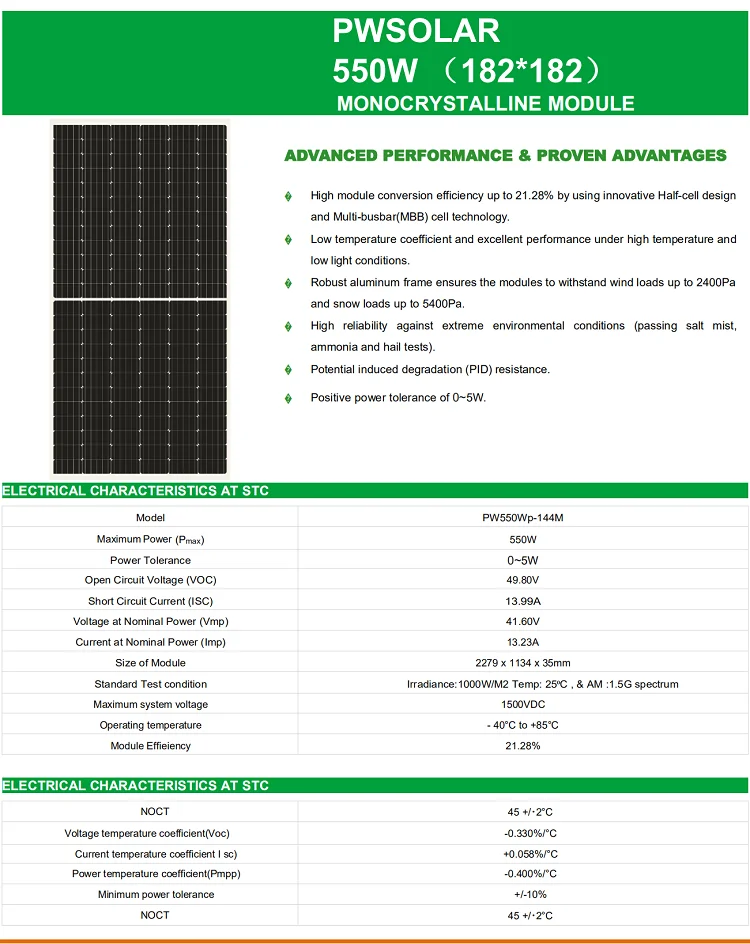 High Power Mono 550w Panel Solar 144 Cells Pv Module Cheap Price For ...