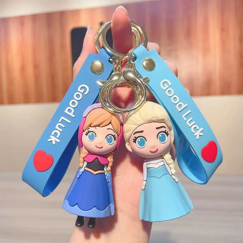 Cute Cartoon Princess Anna Elsa Keychain Pvc Key Chain For Women Bag ...