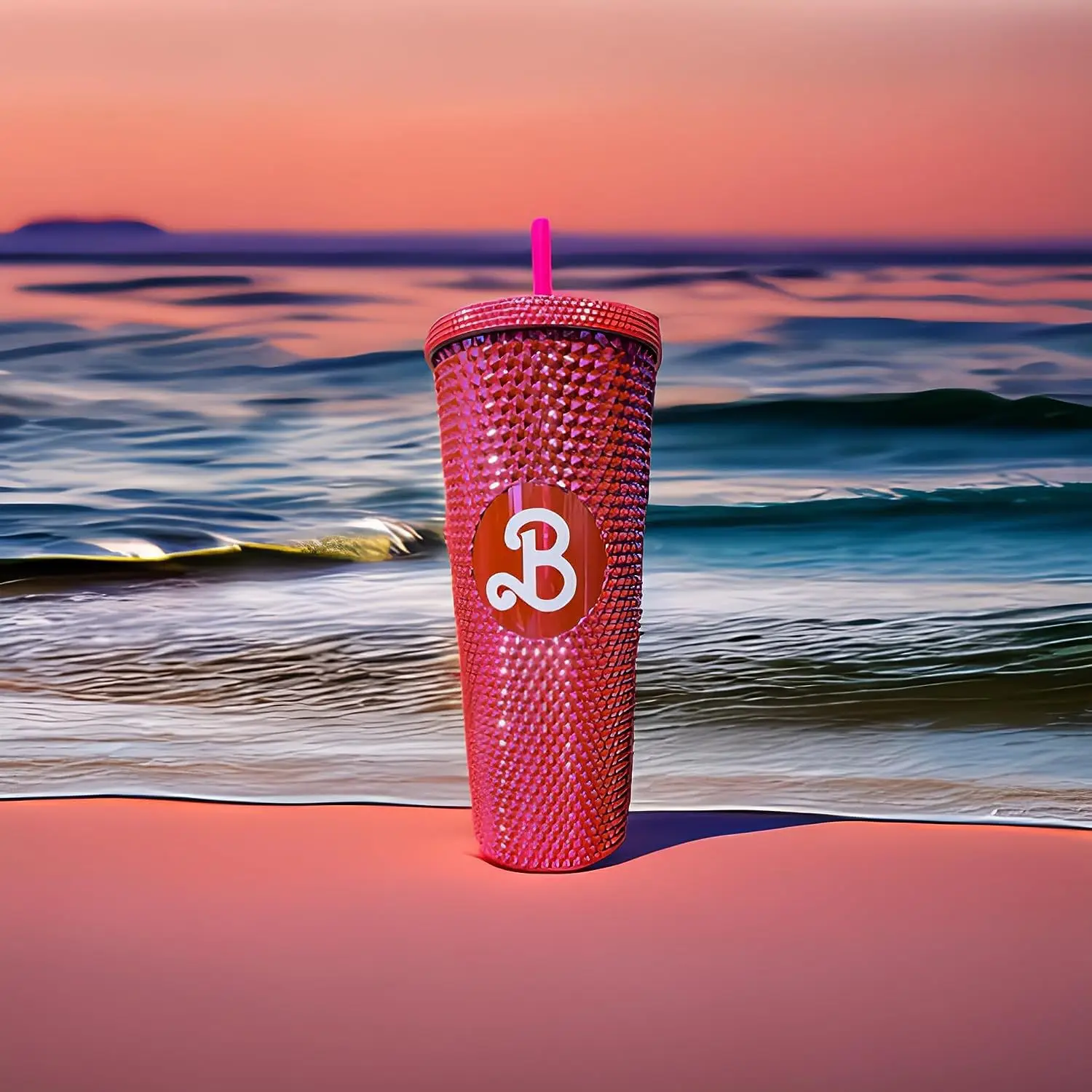 Barbie Diamond Studded Tumbler Bling 24oz Pink Uv Dtf Barbie Tumbler ...