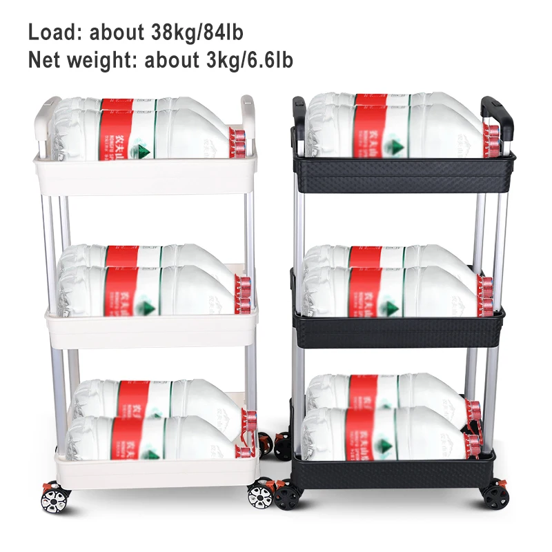 Baoyu 3 Tier Storage Racks With Wheels Shelf Rack Home Rolling Storage ...