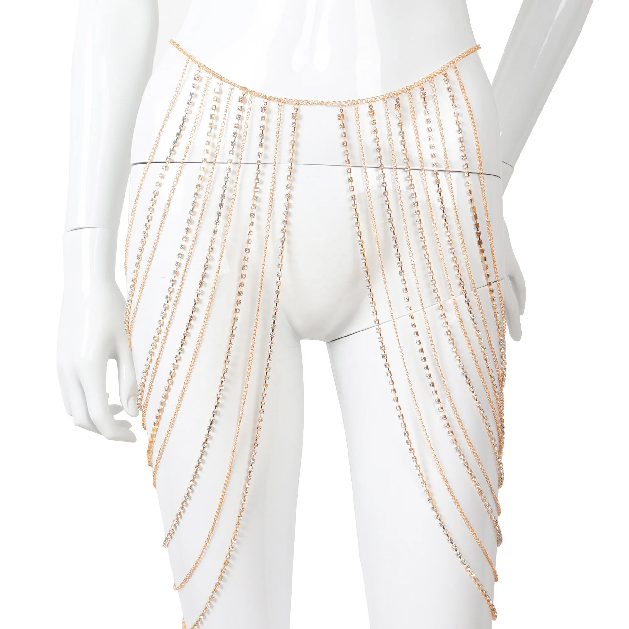 Fashion Rhinestone Long Tassel Body Chain Jewelry For Women Party Club