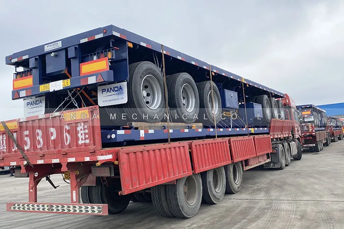 Panda Mech 3 Axle 40ft Wooden Floor Container Flatbed Truck Semi ...