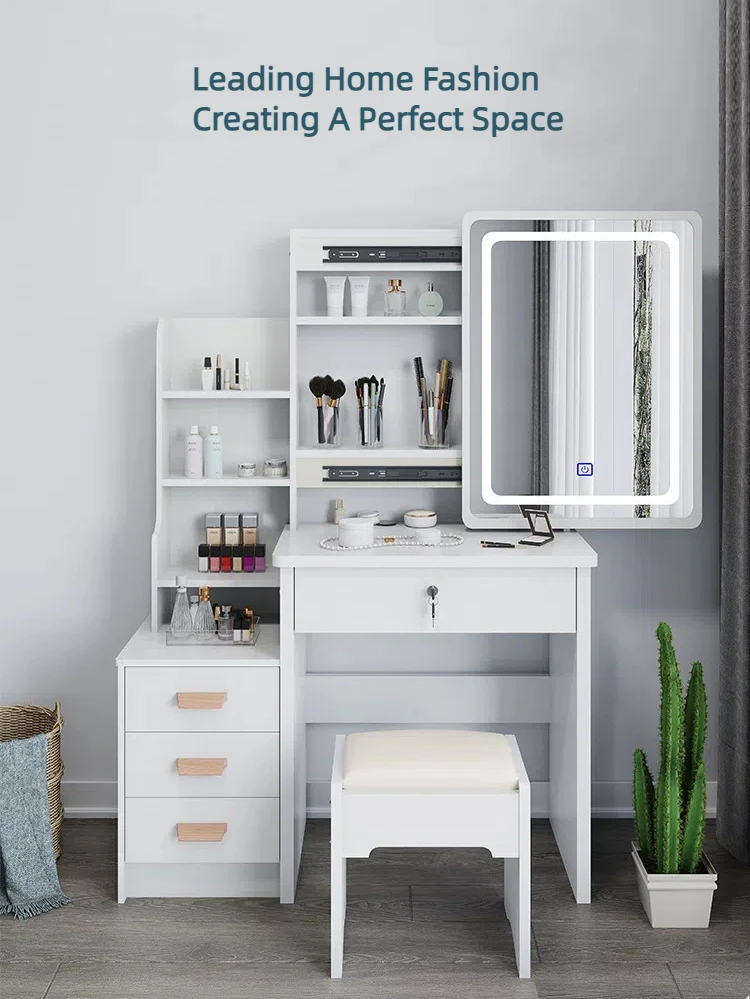 Dressing Table Bedroom Modern Simple Makeup Table Bedside Storage ...