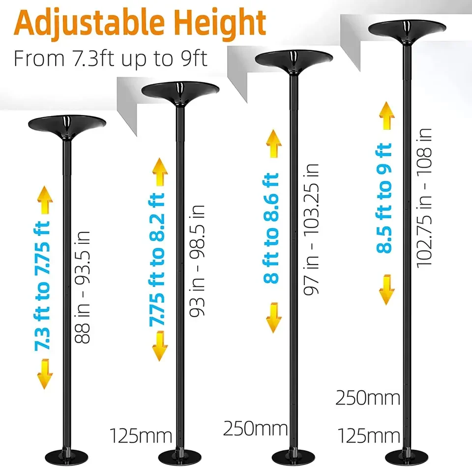 Fitness Bar Removable Stripper Dancing Pole,Portable Adjustable Height ...