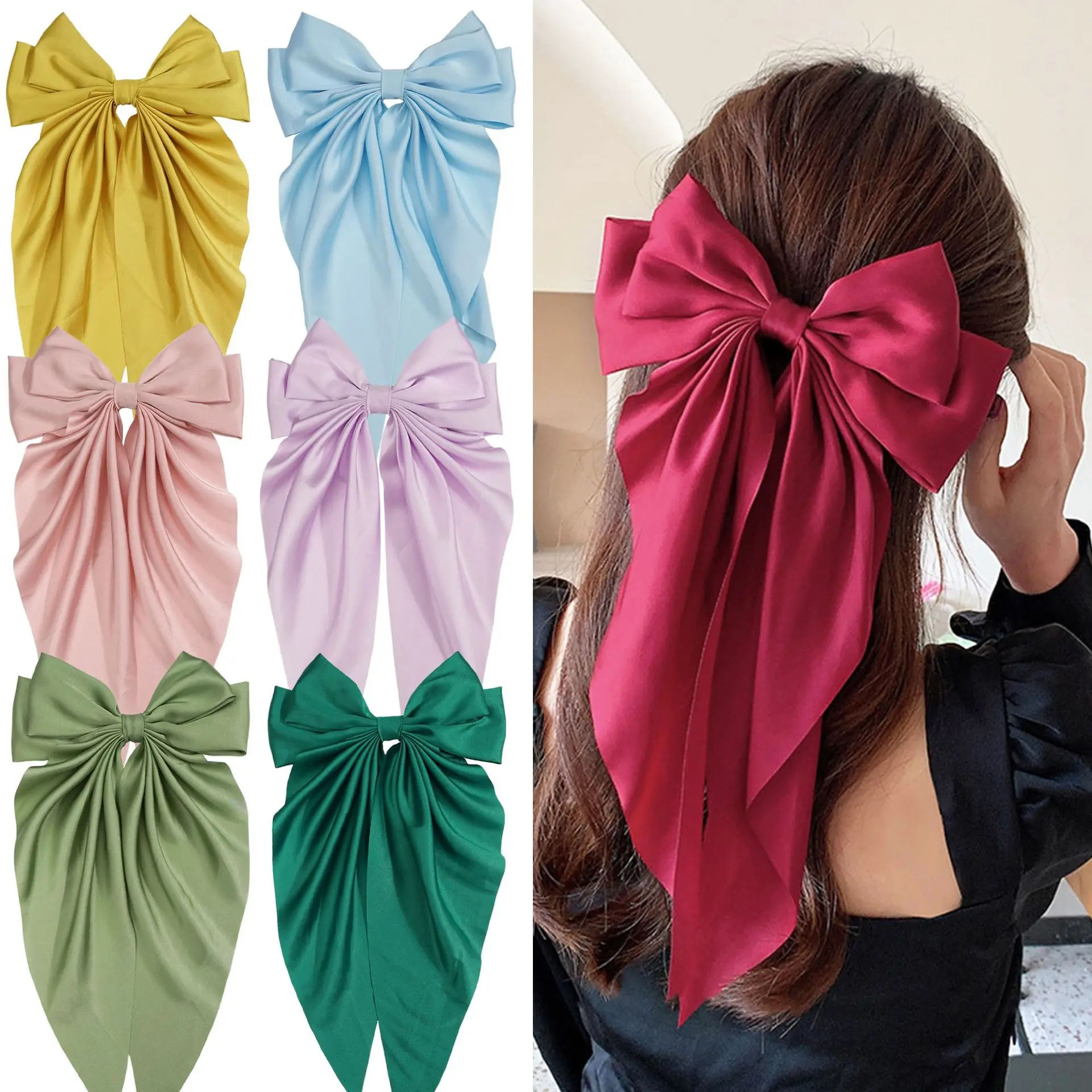 Big Size Hair Bow Ties - Elegant Satin Hair Accessories