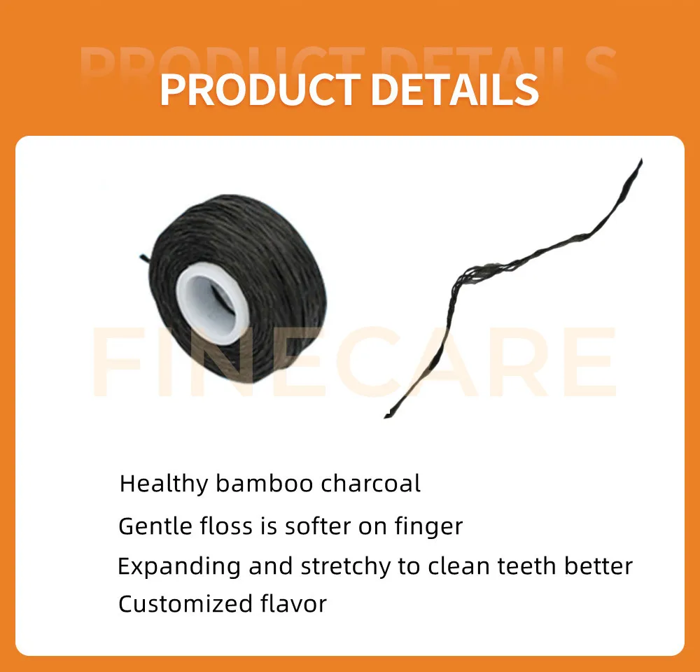 Customized Natural Biodegradable Box Floss Kit Vegan Waxed Charcoal ...