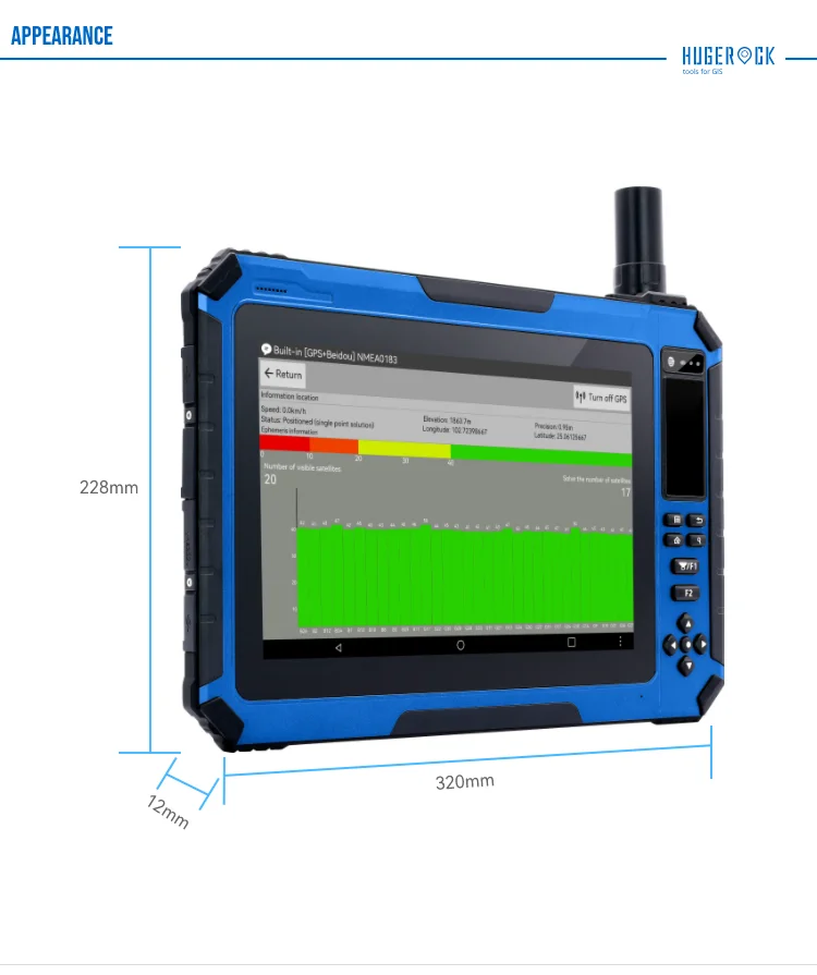 Hugerock G101f Industrial Tablet Rugged Android 10" Ip65 Rtk Gps Gnss ...
