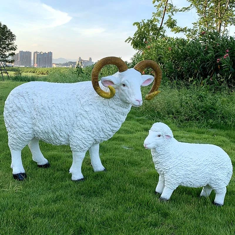 Outdoor Life Size Statue Simulation Argali Sheep Larger Fiberglass ...
