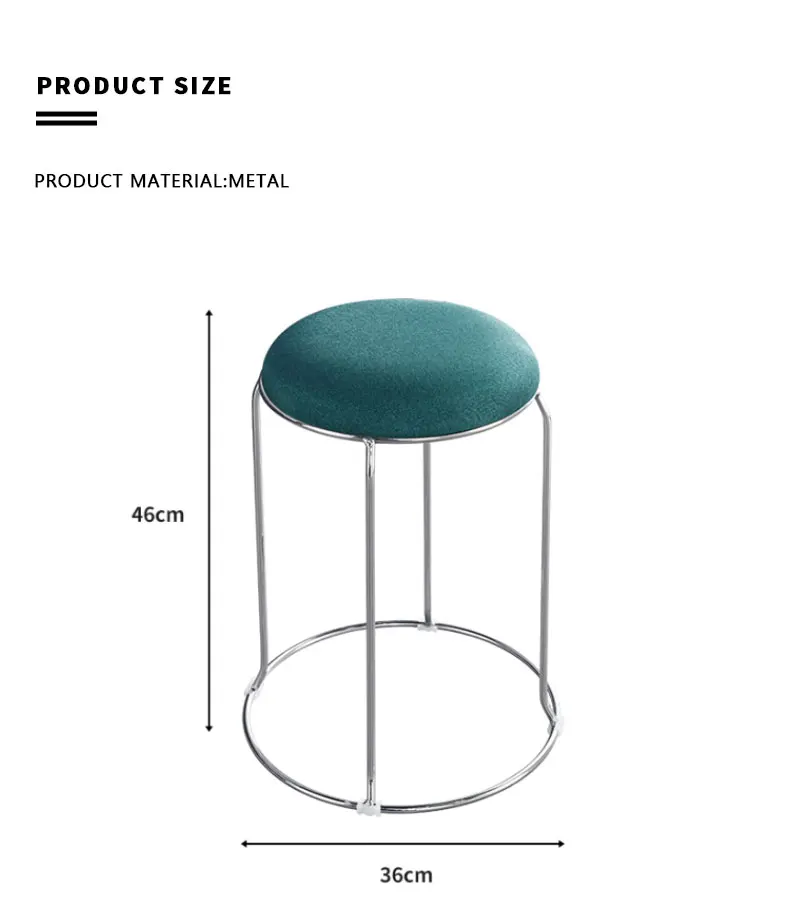 Round Wrought Iron Ottoman Stool Sponge Cushion Stackable Dressing ...