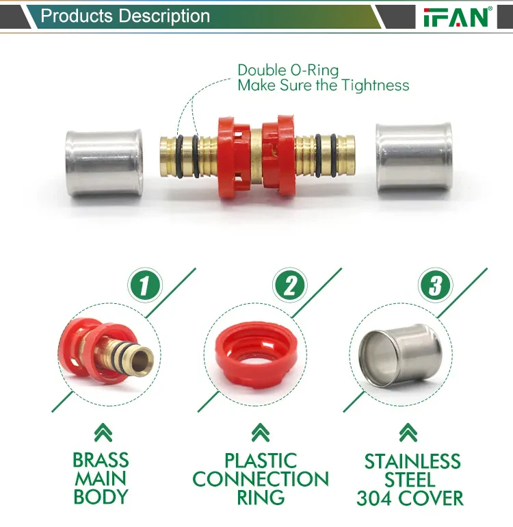 IFAN Free Sample PEX Press Fitting Clamp Connection Pex Fittings Forged Multilayer Pipe PEX Pipe ...