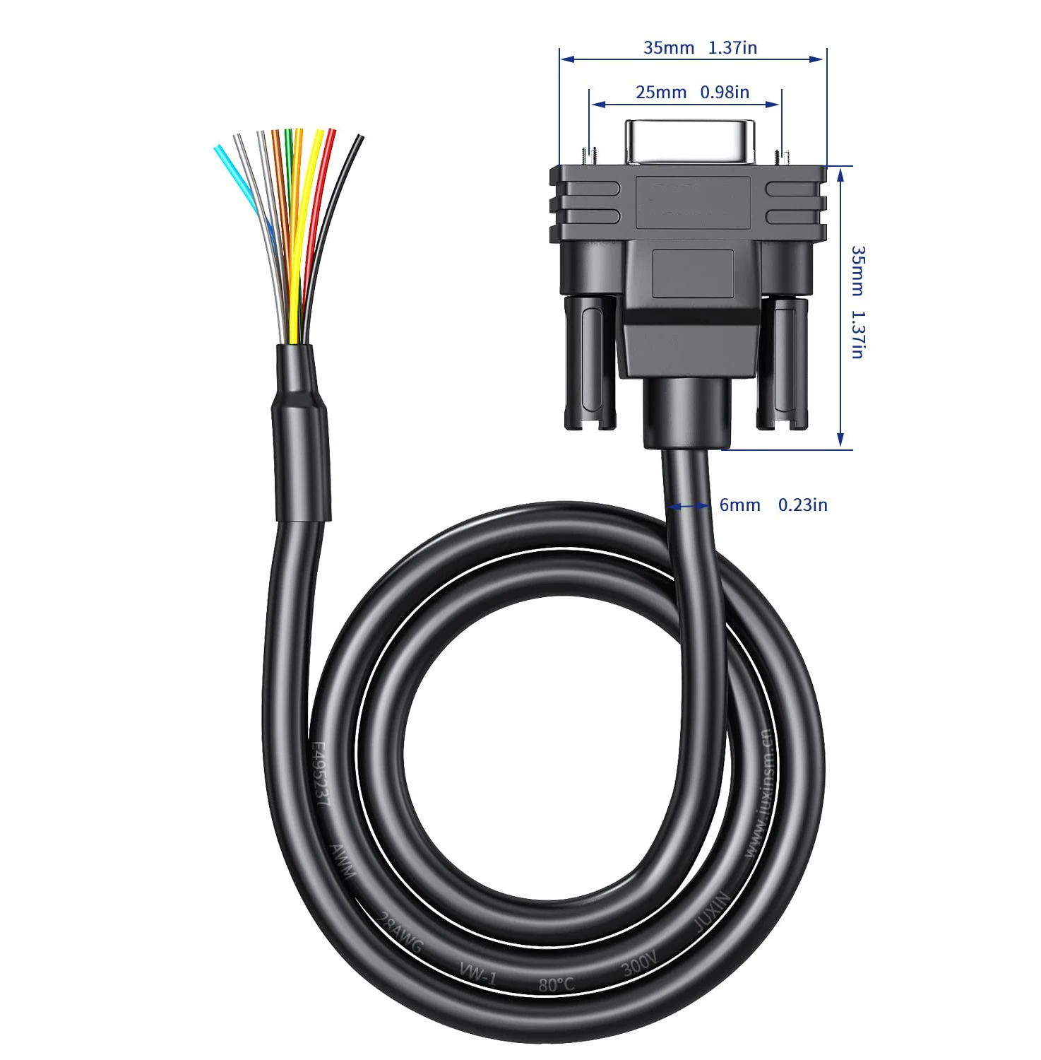 DB9 Female Connector to Bare Wire - RS232 Communication