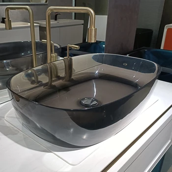 Modern Glossy Artificial Stone Counter Top Basins Clear Transparent ...