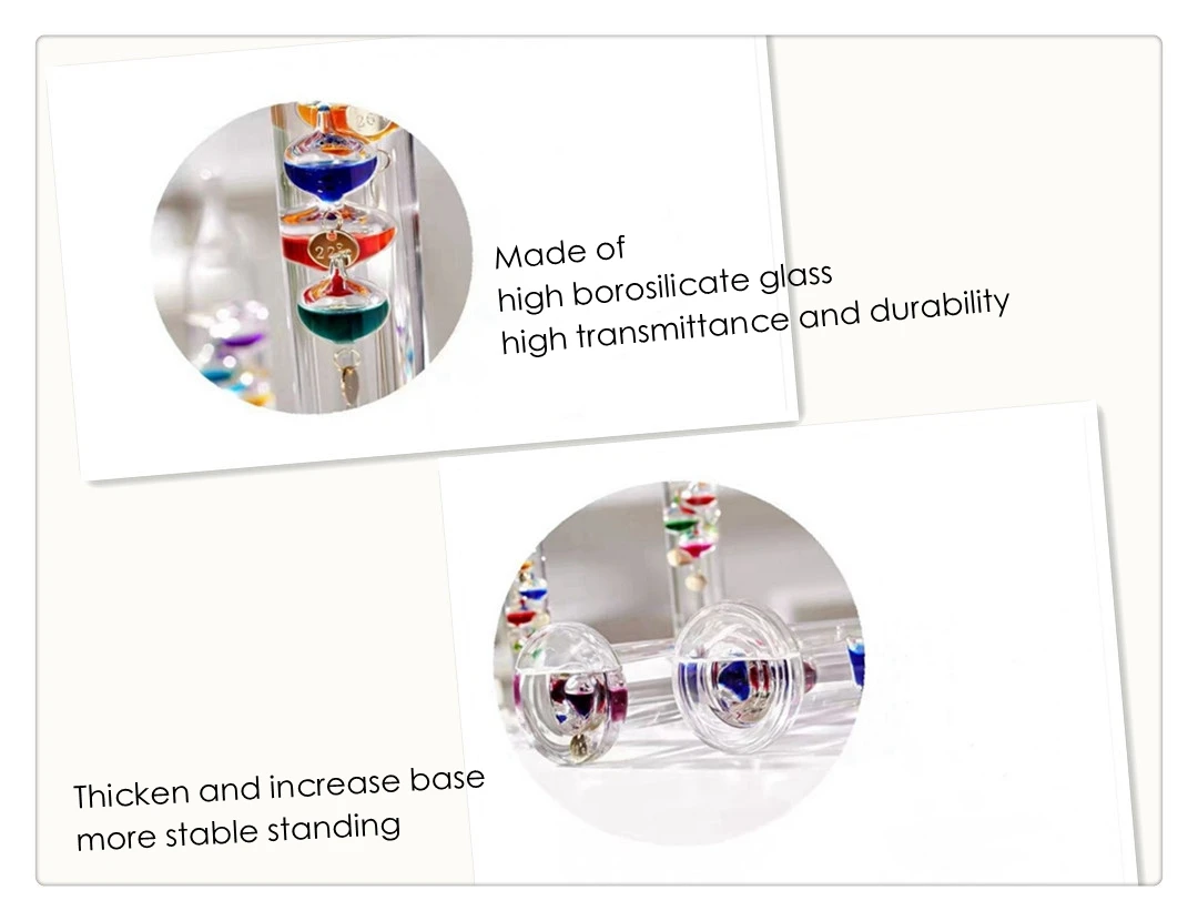 Wooden Frame Galileo Thermometer Desktop Barometer Storm Glass ...