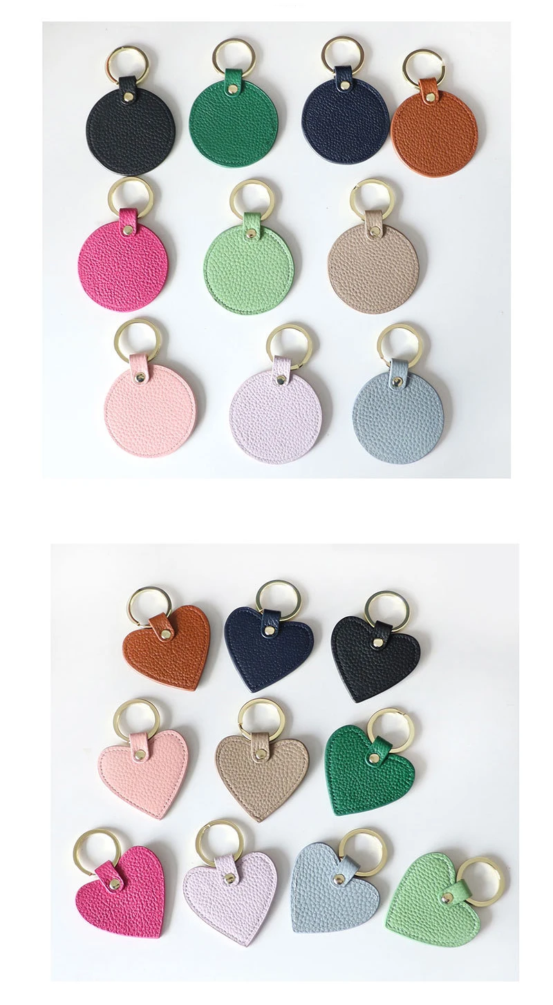 Luxury Genuine Leather Keychain Luxury Personalized Heart Shape Leather ...