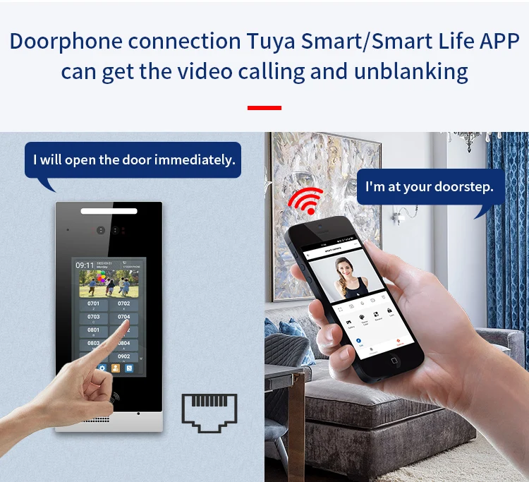Android 8 Inch Touch Screen Tuya IP Intercom Video Door Phone