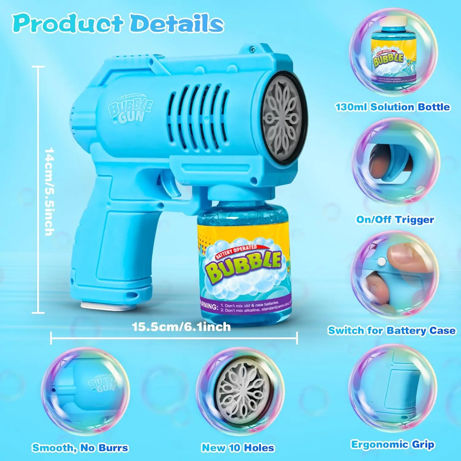 10 Holes Electric Bubble Gun Machine Toy for Kids' Fun