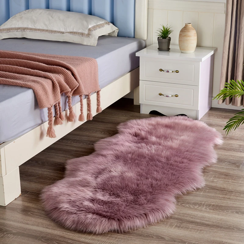 Cross-border Spot Gold Plush Bedroom Bedside Carpet Irregular Wool ...