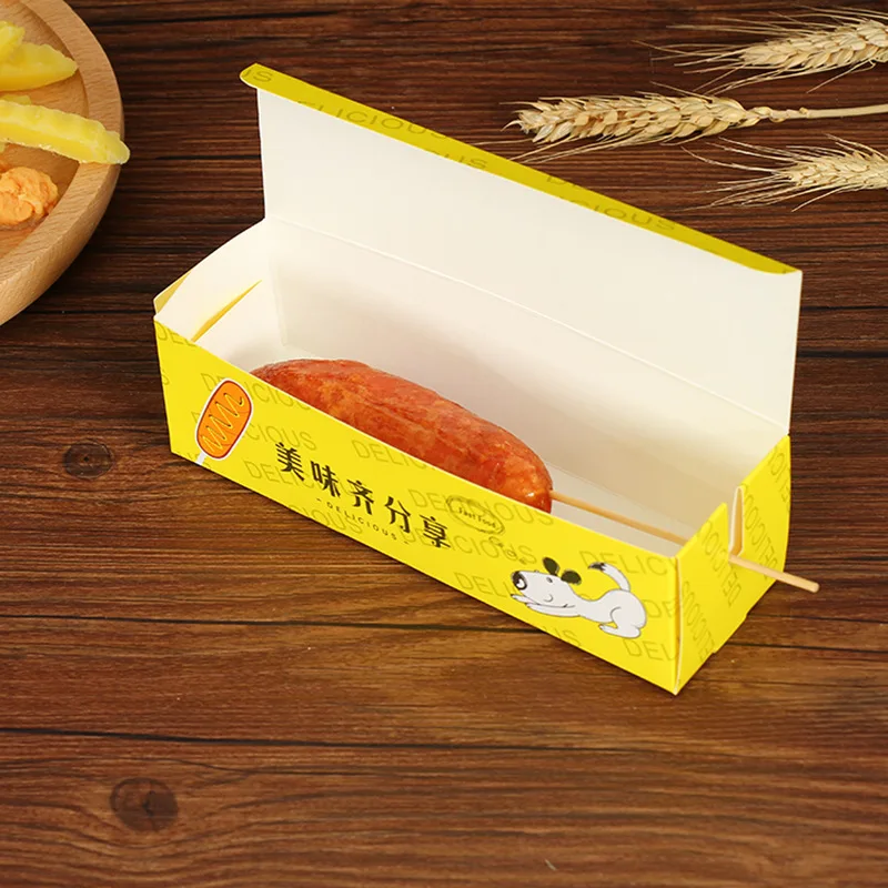 Brown Kraft Sustainable Hotdog Box Disposable Food Container Takeaway ...