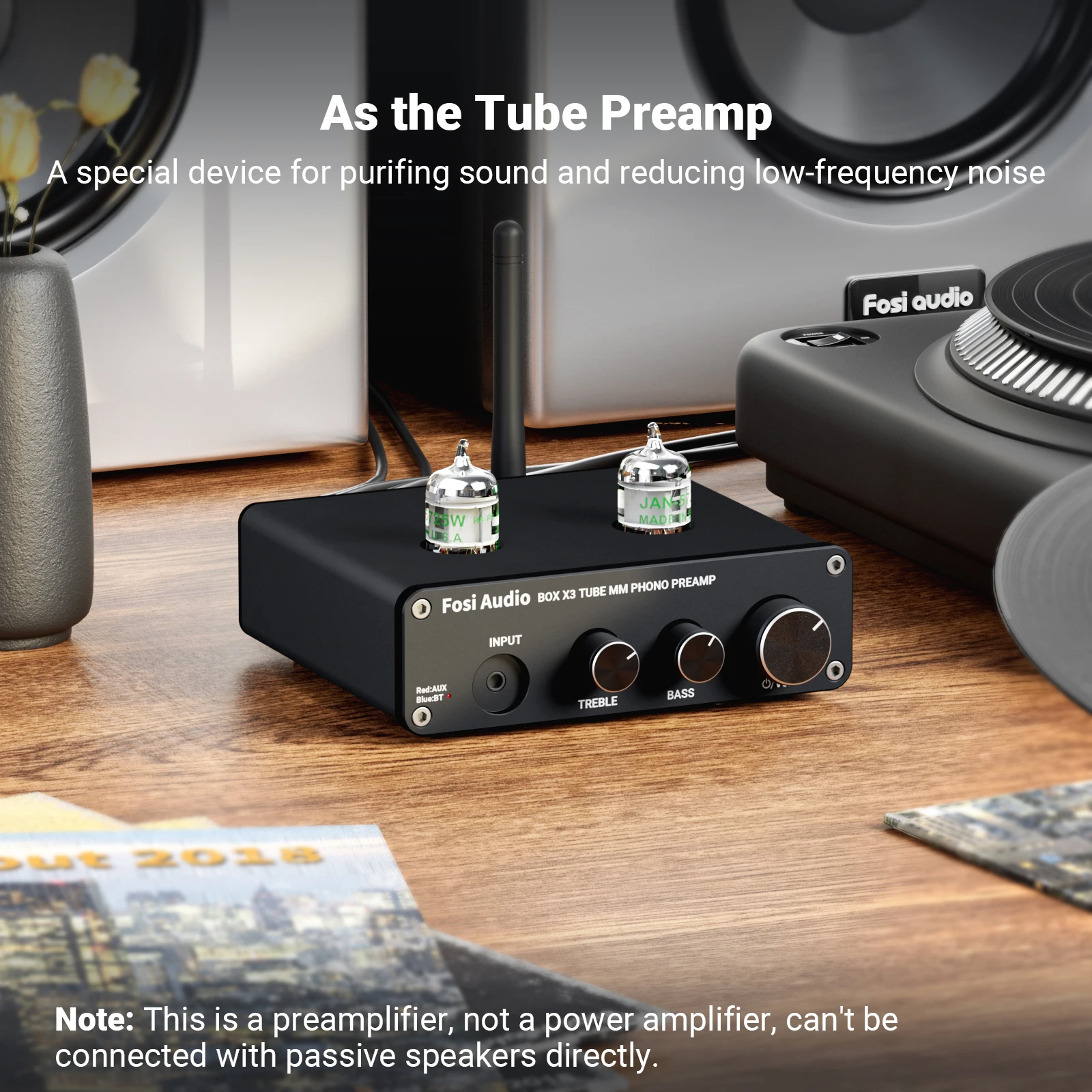 Fosi Audio BOX X3 Vacuum Tube Amplifier - Phono Preamp for Turntable ...