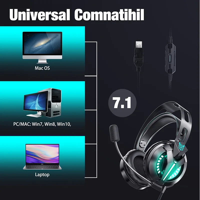 ONIKUMA M180 PRO Gaming Headset: Noise Cancelling, 7.1 Channel ...