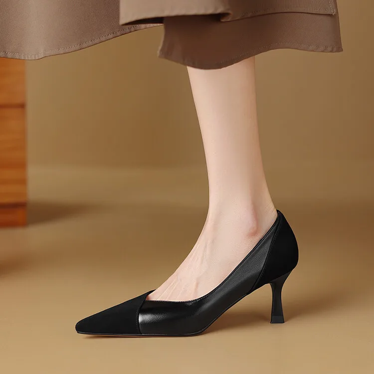 Sexy Women Shoes 2024 Spring Fashion Patchwork Pointed Toe Elegant ...