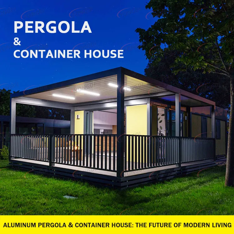 Modular 20ft 40ft Container House with Sun Shade Pergola