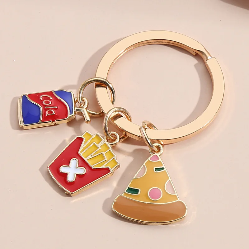 Key Chain Fast Food Ice Cream Key Ring Toy Cake Pizza Hamburger Cola ...