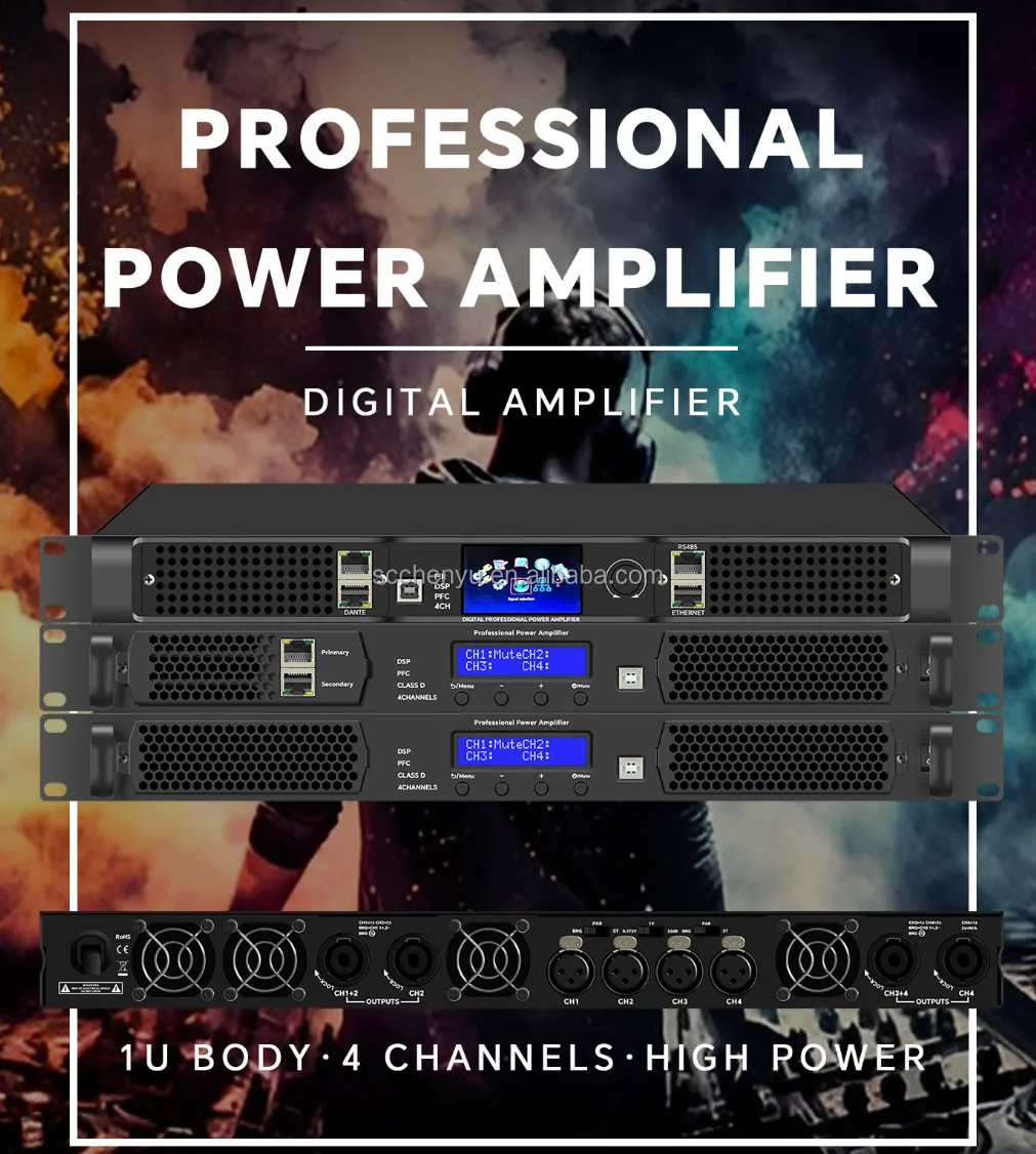Professional Sound System Class D Power Amplifier Dsp 4 Channel Power ...