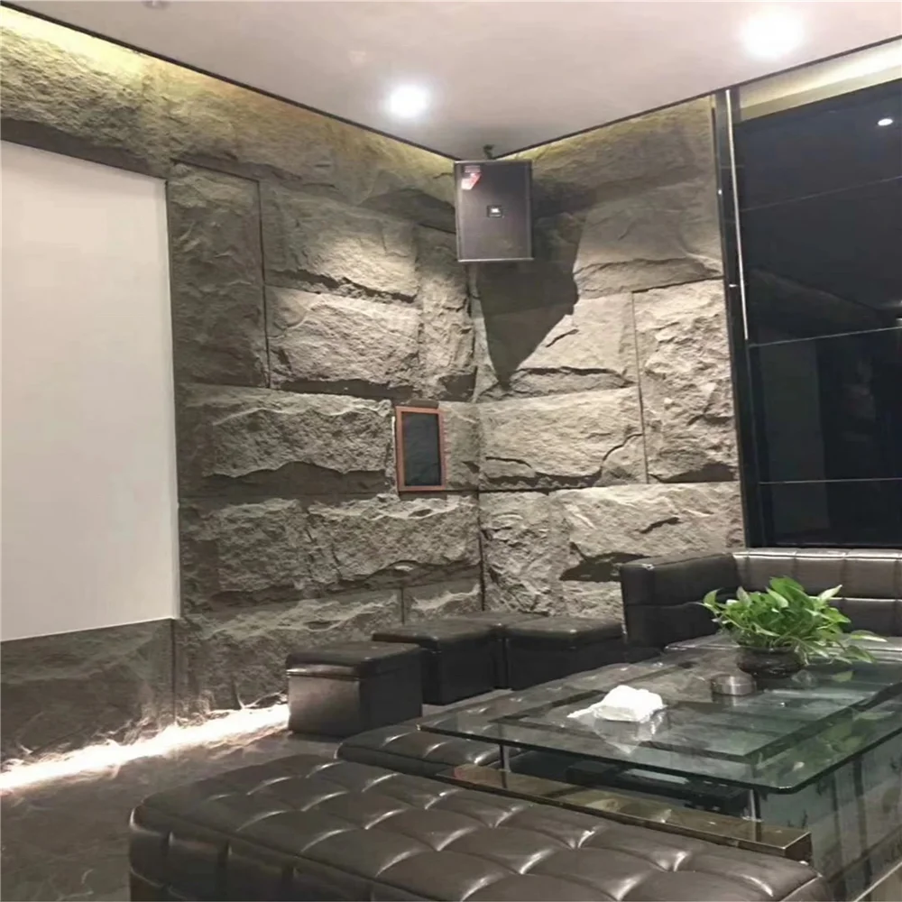 Thin PU Stone Veneer 20mm Faux Stone Light Weight Indoor Decorate ...