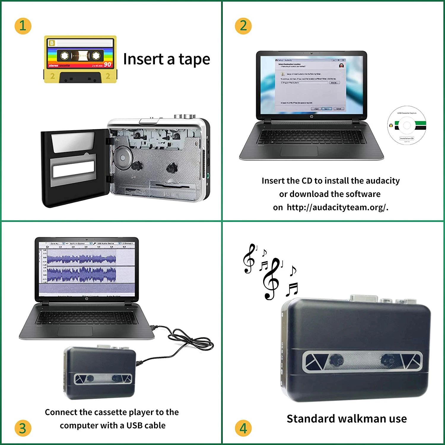 Portable Walkman Auto Reverse Cassette Player With Earphone,Build-in ...