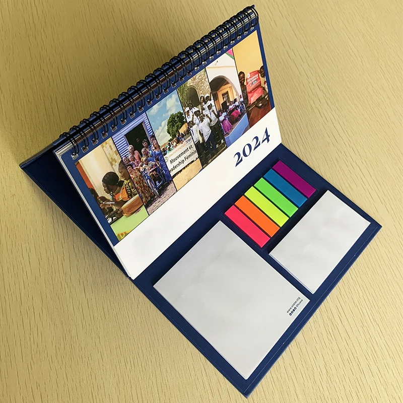 Custom Printing Folding Paper Desk Calendar With Sticky Note Pad ...