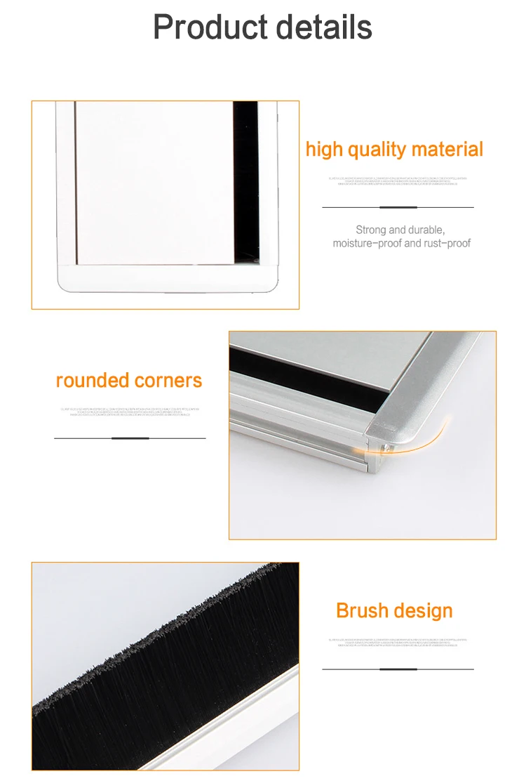 Aluminium Table Wire Manager Rectangular Brush Wire Cable Table Hole ...