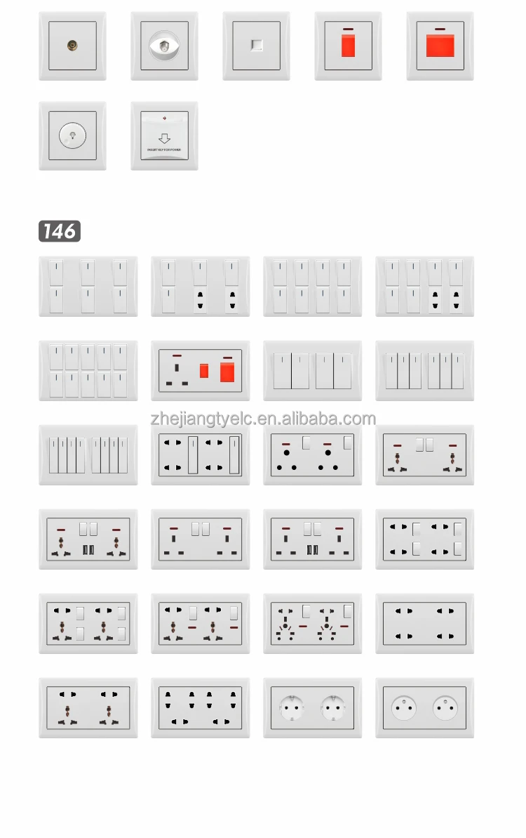 Tyelc UK EU Standard Electrical Switches With USB Wall MF Sockets 3 Pin ...
