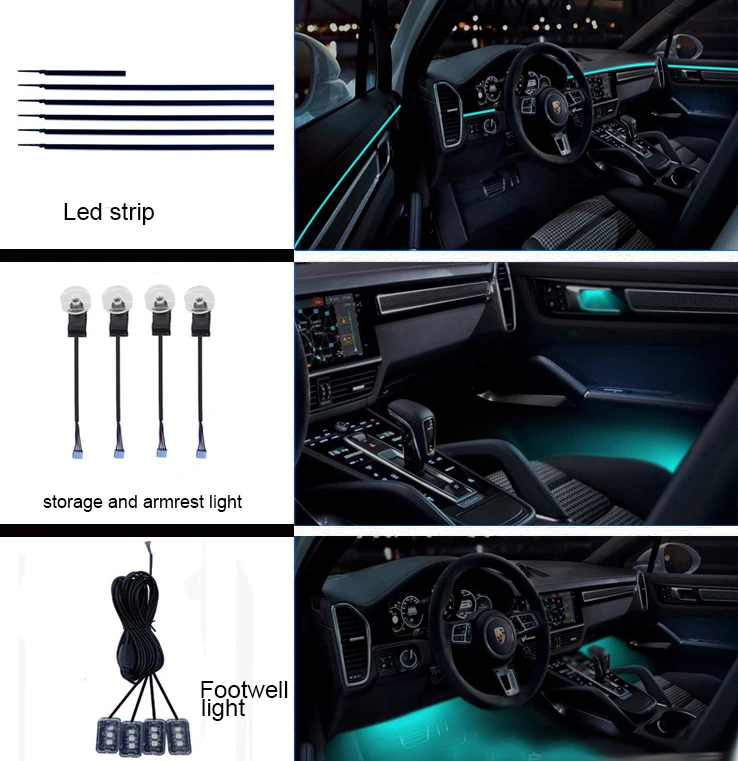 Interior Car Led Strip Light With Wireless App,Rgb 22 In 1 Ambient ...