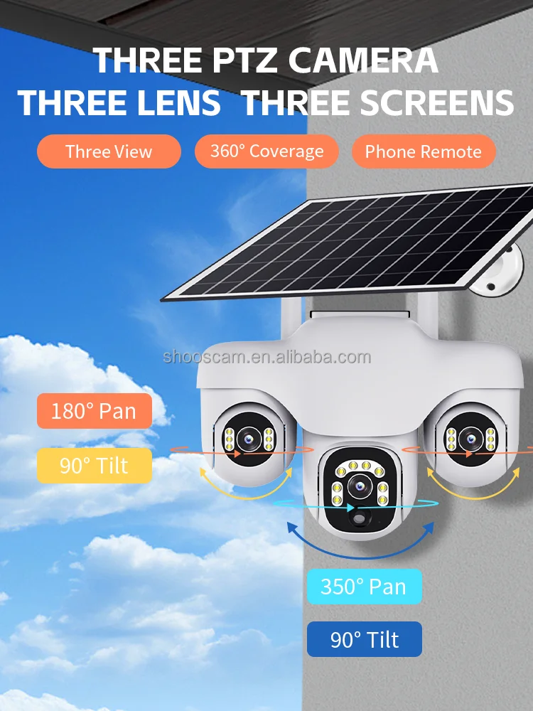 12MP 3 Lens 4G Solar Camera with PTZ, AI, and Night Vision