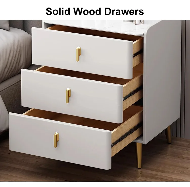 Modern Luxury Storage Bedside Table Two Drawer Slate Bedside Table With ...