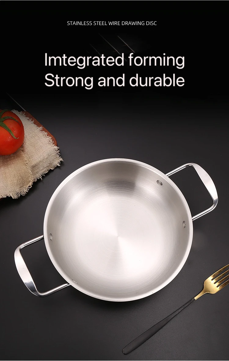 Double Handle Stainless Steel Metal Frying Pan Nordic Family High-end ...